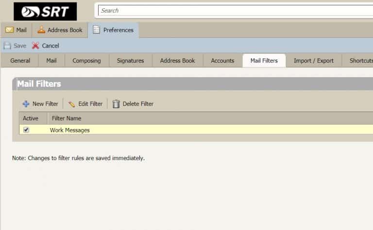 NEW WEBMAIL - MAIL FILTERS - SRT.COM